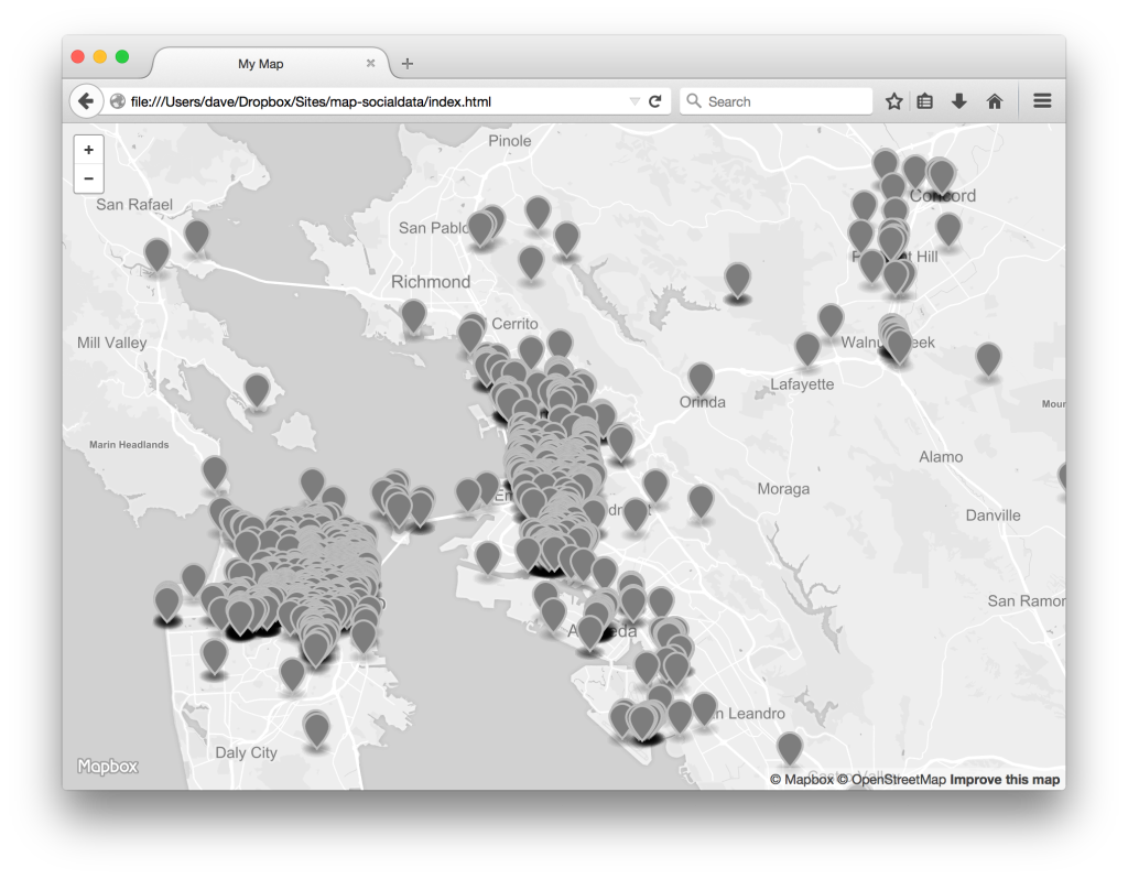 Making maps: Using Mapbox to display 5,000 Foursquare check ins - Dave ...